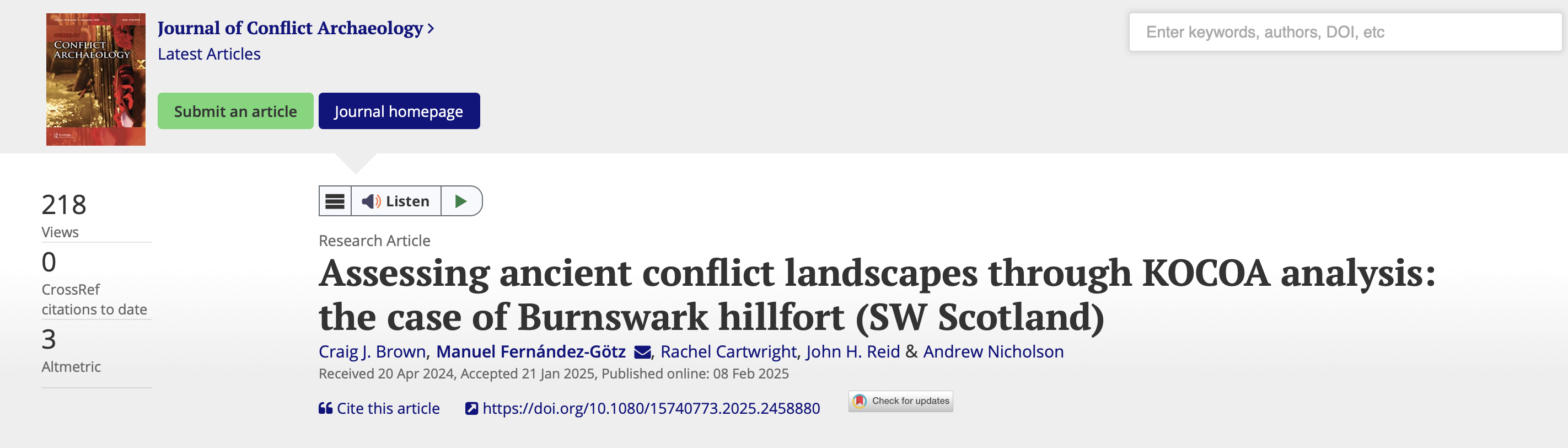 New Publication - Assessing ancient conflict landscapes : the case of ...